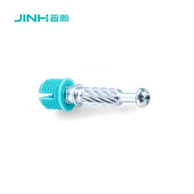 China JINHAN JH-2148 Minifix Spreading Bolt / Cam Lock Connector - 32mm Cold Rolled Steel Fastener with Nylon Expansion Plug for Cabinet & Wardrobe (15mm+ Board) for sale