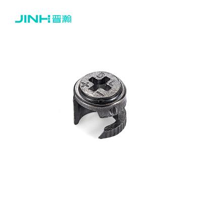 China JH-1043 Cam Lock Fastener 12mm, Cold Rolled Steel Eccentric Connector with Black Nickel Finish, Concealed & High-Friction Design for Cabinet Panel Assembly for sale