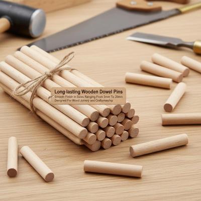 China Long-lasting Wooden Dowel Pins Smooth Finish In Sizes Ranging From 3mm To 20mm Designed For Wood Joinery And Craftsmanship for sale