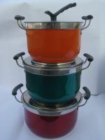China 3pcs color sauce pot with bakelite handle & T cover cookware set & cooking pot for sale