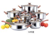 China 12pcs cookware set with tawny class lid & cooking pot with kettle & kitchenware for sale