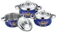China 6 pcs cookware set red + flower &cookwere set stainless steel &  16/18/20cm colorful stock  pot for sale