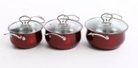 China 16/18/20/22cm red color & flower stainless steel cookware set & kitchenware set & pot & pan & casseroles for sale