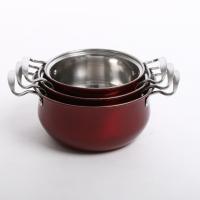China 16/18/20/22cm red color & flower stainless steel cookware set & kitchenware set & pot & pan & casseroles for sale