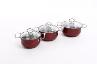 China 16/18/20/22cm red color & flower stainless steel cookware set & kitchenware set & pot & pan & casseroles for sale