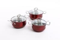 China 16/18/20/22cm red color & flower stainless steel cookware set & kitchenware set & pot & pan & casseroles for sale