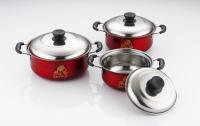 China cookware set stainless steel & cooking pot & 16/18/20cm pot set &red /orange color cookware set for sale