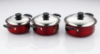 China cookware set stainless steel & cooking pot & 16/18/20cm pot set &red /orange color cookware set for sale