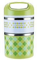 China 1080ML new style 2 layers lunch box & stainless steel combine plastic food carrier & red ,green ,blue food container for sale