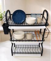 China 16holes dish rack & Multifunctional drain rack & 43cm 2 layers and 3 layers iron gold and  organize   black drainer ,save space for sale