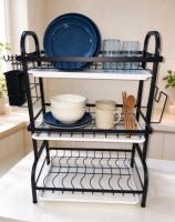 China 16holes dish rack & Multifunctional drain rack & 43cm 2 layers and 3 layers iron gold and  organize   black drainer ,save space for sale
