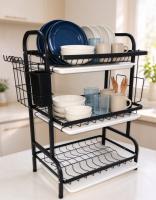 China 16holes dish rack & Multifunctional drain rack & 43cm 2 layers and 3 layers iron gold and  organize   black drainer ,save space for sale