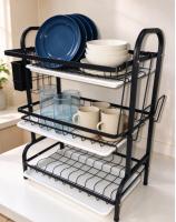 China 16holes dish rack & Multifunctional drain rack & 43cm 2 layers and 3 layers iron gold and  organize   black drainer ,save space for sale