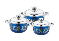 China hot selling 6pcs  cookware set with red color  &16/18/20cm cooking pot &16cm/18cm/20cm cookware set in  stainless steel for sale