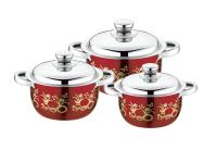 China 2019 hot selling 6pcs stainless steel cookware set & red color ,blue color 3pcs non-stick cooking pot for sale