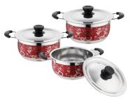 China 2019 hot selling 6pcs stainless steel cookware set & red color ,blue color 3pcs non-stick cooking pot for sale
