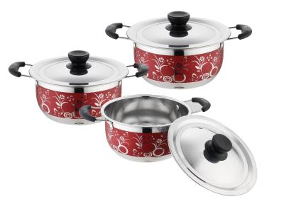 China 2019 hot selling 6pcs stainless steel cookware set & red color ,blue color 3pcs non-stick cooking pot for sale