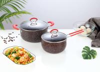 China 2019 hot sales 2pcs non-stick cookware set & stainless steel pot & ECO-Friendly cookware set with red ,brown color for sale