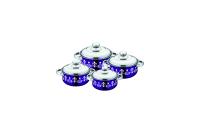 China 2020 hot sales 4pcs colorful cookware set & red ,blue 16cm -22cm color&flower cooking pot &stainless steel pot for sale