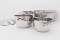 China 15,18,21,24,27cm 5pcs  Kitchen tools travel camping outfit cooking sets stainless steel basin lid soup cooking pot for sale