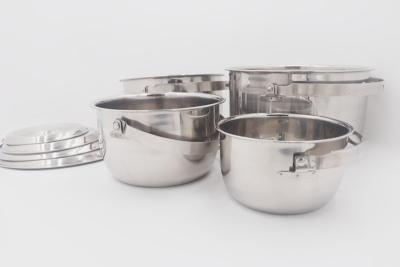 China 15,18,21,24,27cm 5pcs  Kitchen tools travel camping outfit cooking sets stainless steel basin lid soup cooking pot for sale