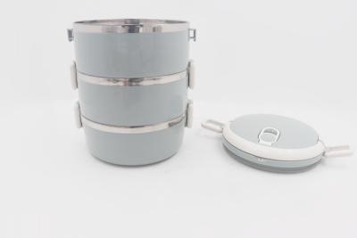 China 2 Layers Detachable stainless steel plastic kids tiffin leakproof sealed lunch box for sale