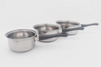 China 3pcs SKU cookware stainless steel saucepan with single handle european milk boiling pot for sale