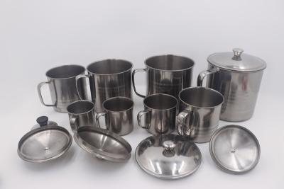 China 12cm High quality stainless steel baby mug chrome camping mug with lid for sale