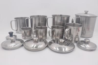 China 5pcs 9-13cm Factory wholesale metal cup set daily stainless steel mugs with lid for sale