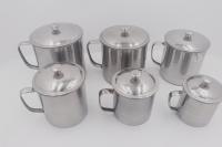 China 9cm Drinkware stainless steel water mug  coffee cheap metal steel cup with lid for sale