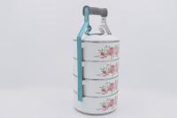 China 4-layer Portable metal folding Lunch box carrier stainless steel indian tiffin box with side clips carrier for sale