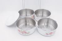 China 4 tiers Take-away food carrier dishwasher practical metal bento box flower enamel coating indian tiffin box for sale