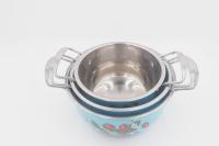 China 6pcs Colorful pot set grade steel nonstick soup pot flower coating deep casserole pot for sale
