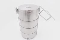China 23cm 2-5 Tiers Multi layers glossy metal food carrier with knock-down handle SS freshness preservation lunch box for sale