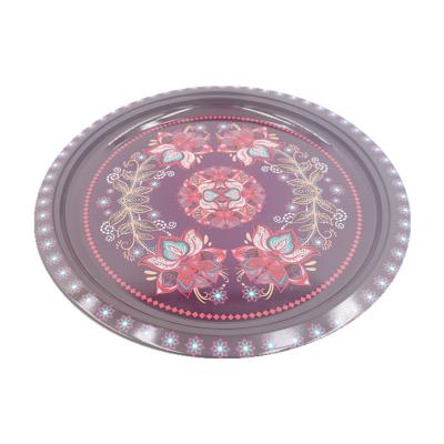 China 30cm Tableware gold bottom serving plate stainless steel dinner food dishes for sale