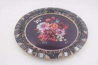 China 33cm Florla dinner plates metal steel plate set tableware round shape serving tray for sale