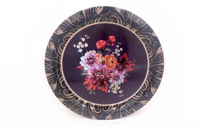 China 30cm Factory direct hotel black Vietnamese restaurant bone dish metal steel dinner plates for sale