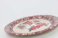 China 65cm Wholesale rose flower dinnerware plate set party supply big round bone dishes for sale