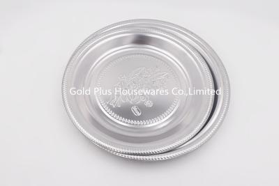 China 25cm Stainless steel round shape serving tray dinner plate for hotel multifunction mirrored finish food tray for sale