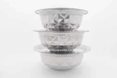 China 26cm Cookware ordinary round kitchen stainless steel stock pot different sizes food round steel basin with lid for sale