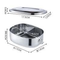 China 900ml Freshness preservation stainless steel food container rectangle lunch box with two dividers for sale