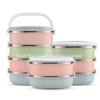 China 1/2/3 Layers portable rectangle food container stainless steel heat preservation tiffin lunch box with hidden handle for sale
