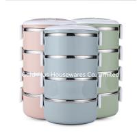 China 0.7-2.8L Tableware round shape 1/2/3/4 layers Plastic food container stainless steel keep food warm lunch box for sale
