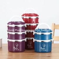 China Tableware for adults and kids coloured 3 layers round stainless steel 304 lunch box tableware food container with lids for sale