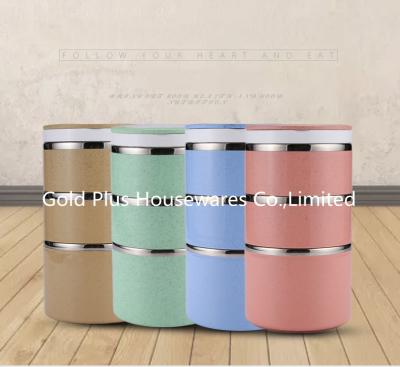 China 0.7-2.8L Tableware round shape 1/2/3/4 layers Plastic food container stainless steel keep food warm lunch box for sale