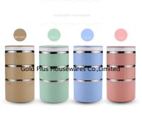 China 0.7-2.8L Tableware round shape 1/2/3/4 layers Plastic food container stainless steel keep food warm lunch box for sale