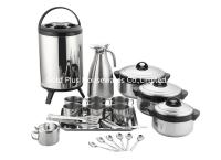China 21pcs Kitchen cookware sets double wall vacuum thermos stainless steel soup pot heat insulation barrel mug and spoon set for sale
