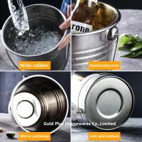 China 0.8L Promotion outdoor stainless steel ice bucket with handle for bar metal champagne beer wine keg cooler for sale