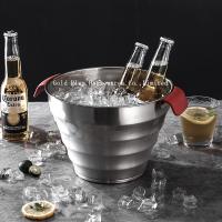 China Promotional 25cm iron metal silver vintage barrel stainless steel beer ice bucket with two plastic handle for sale