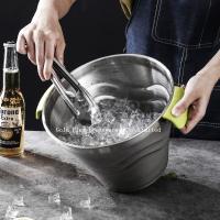 China 623g Portable custom water pail bar cooler with stand and lid  stainless steel beer ice bucket for hotel for sale